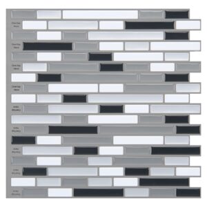 art3d 12" x 12" peel and stick tile kitchen backsplash sticker gray brick (6 tiles)