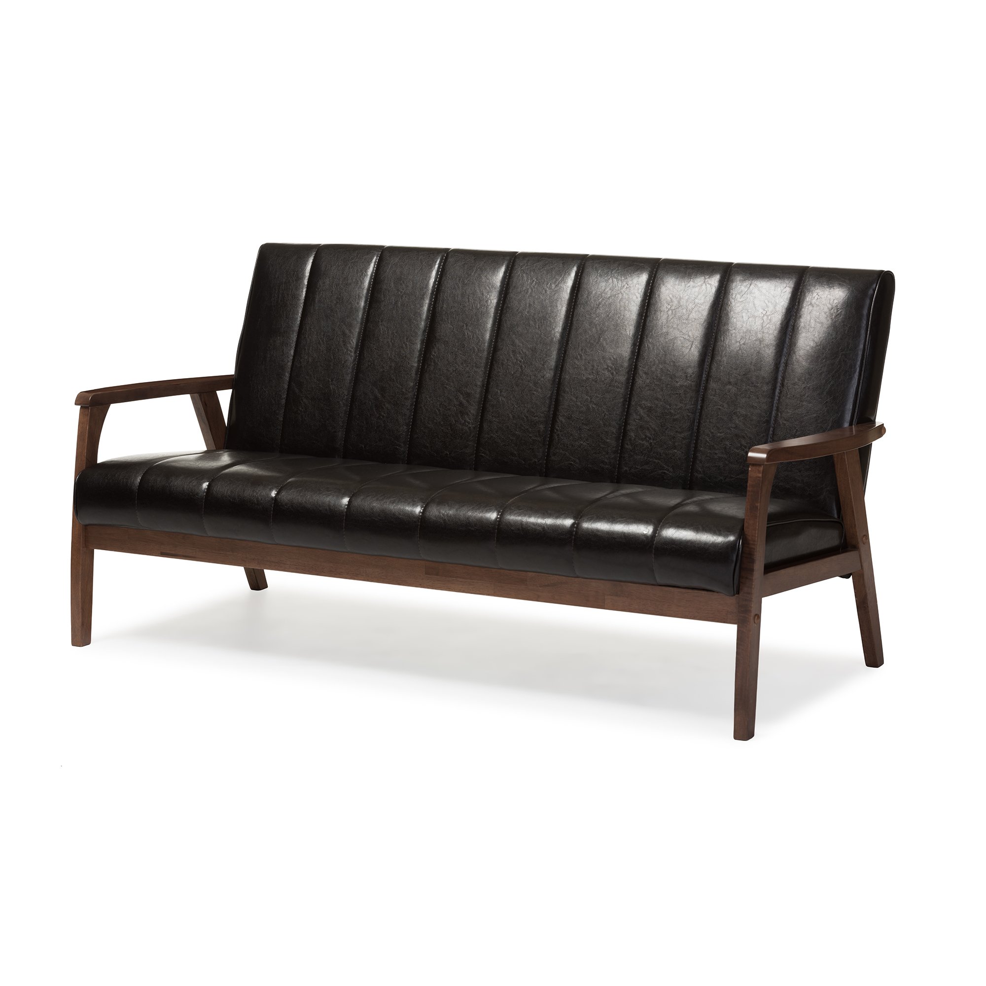 Baxton Studio BBT8011A2-Brown Sofas, 29.45LX63.38WX31.59H, Dark Brown