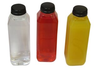 decony plastic juice bottles - 8 pcs 16oz juice bottles with with tamper evident caps, labels & straws- reusable juice bottles for juicing smoothie & homemade beverages