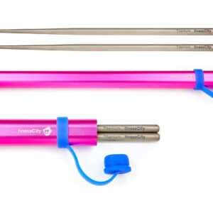 finessCity Chopsticks, 1 Pair of Chopstick, Titanium Chopsticks with Aluminium Case (Pink)