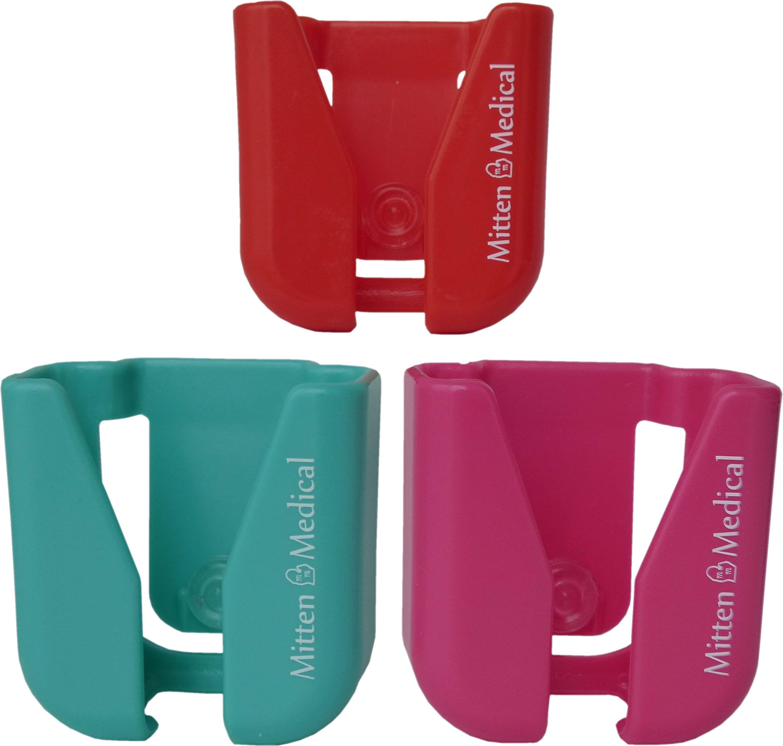 Three Mitten Medical Professional Stethoscope Holders with Scrub-Lock (TM) [One of Each Color]