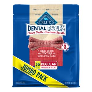 blue buffalo dental bones regular natural dental chew dog treats bag jumbo pack