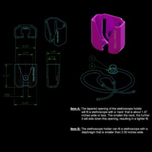 Three Mitten Medical Professional Stethoscope Holders with Scrub-Lock (TM) [One of Each Color]