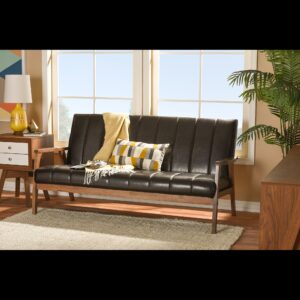 Baxton Studio BBT8011A2-Brown Sofas, 29.45LX63.38WX31.59H, Dark Brown