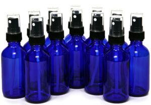 vivaplex 2 oz glass bottles, with black fine mist sprayers, cobalt blue, 12-count