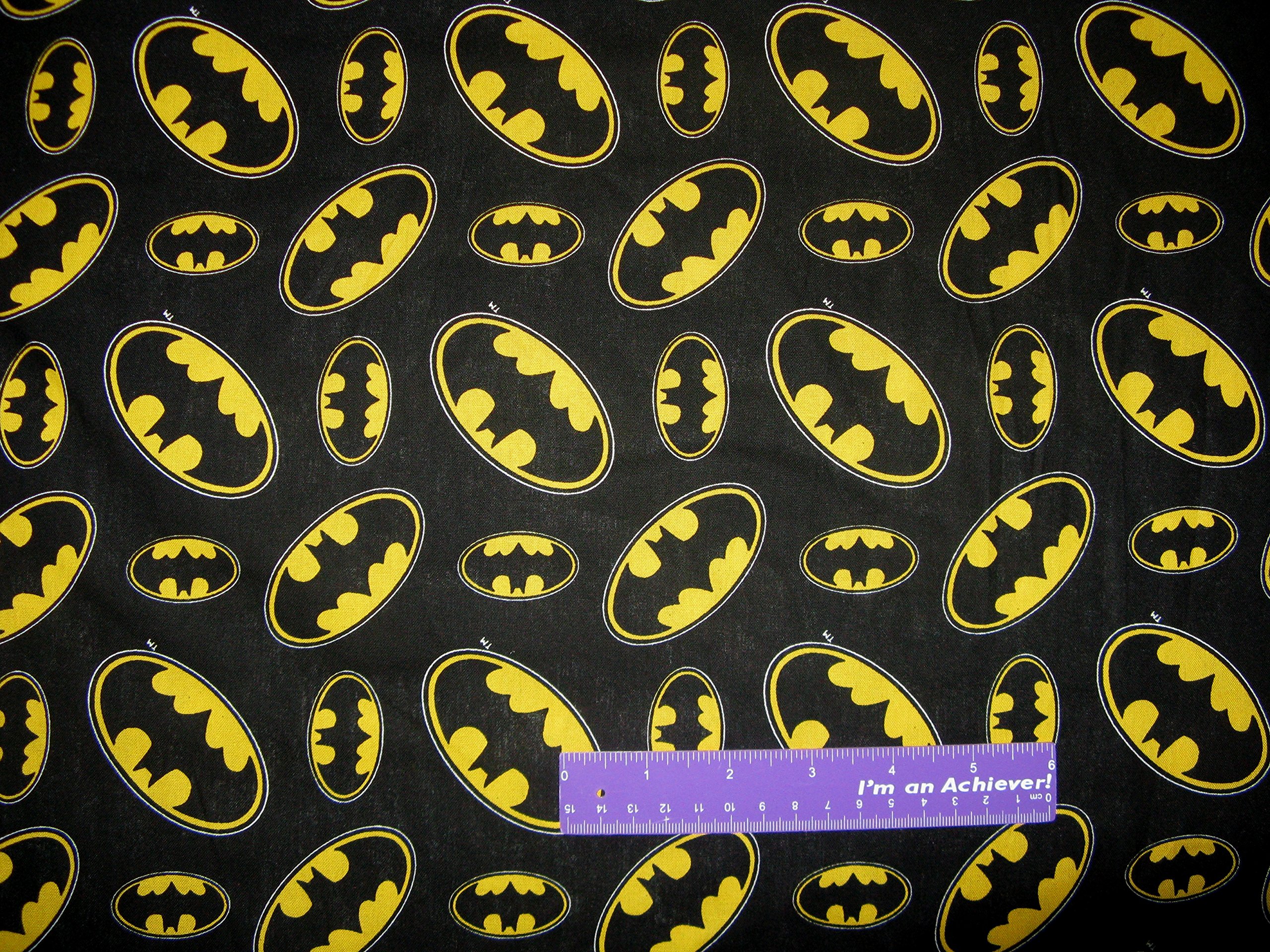 BATMAN Bat Signal Logo Toss Super Hero Superhero Cotton Fabric BY THE HALF YARD