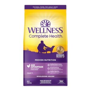 wellness complete health senior dry dog food with grains, chicken & barley, 5-pound bag