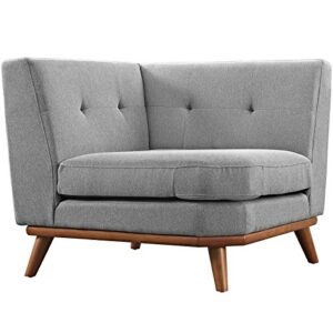 modway engage corner sofa in mid-century modern upholstered fabric expectation gray