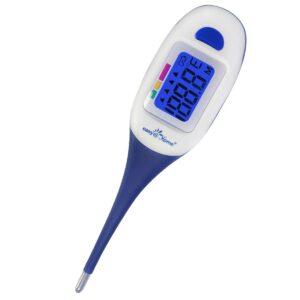 digital medical baby fever oral thermometer, rectal or axillary underarm body temperature measurement with backlit lcd display, waterproof flexible tip,test completion & fever alarm-emt-026