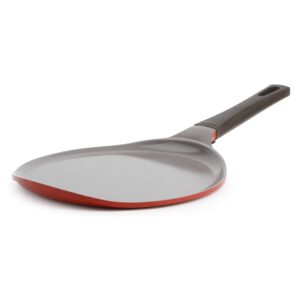 crepe pan, neoflam, ceramic, nonstick pan, 10 inch, bakelite handle, tawa pan, griddle, pancake maker, skillet, omelette, tortilla, roti, naan, dosa, lightweight, pfoa free, red