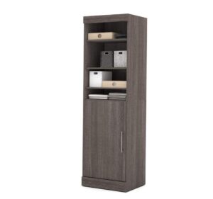 bestar nebula shelving unit with door, 25w, bark grey