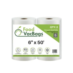 2 foodvacbags 6" x 50' rolls embossed vacuum sealer bags