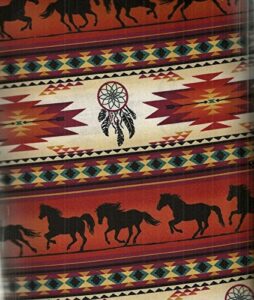 tucson terracotta southwestern horse dreamcatcher stripe fabric