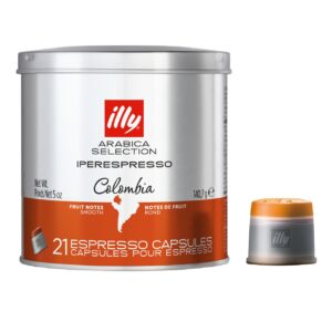 illy coffee iperespresso capsules - single-serve coffee capsules & pods - single origin coffee pods – colombia medium roast with notes of fruit - for iperespresso capsule machines – 21 count