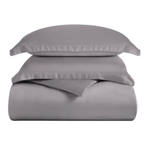 superior 300 thread count duvet cover set, 100% modal from beech, solid, full/queen, grey