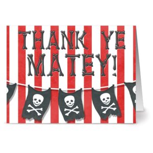 note card cafe thank you cards with red envelopes | 24 pack | ahoy matey thank you | blank inside, glossy finish | for kids, babies, greeting cards, occasions, birthdays, gifts