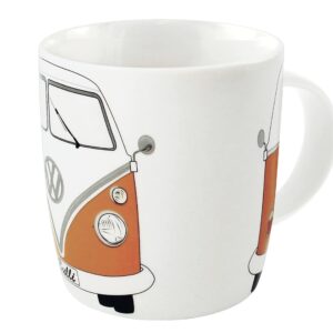 BRISA VW Collection - Volkswagen Large Ceramic Coffee-Tea-Cappuccino Mug Cup in T1 Bus Design (370 ml/12.5 fl oz/Bus Front) (Orange)