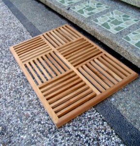 new grade a teak wood 36"x24.5" basket weave door/shower/spa/bath floor mat #wfaxbwfm