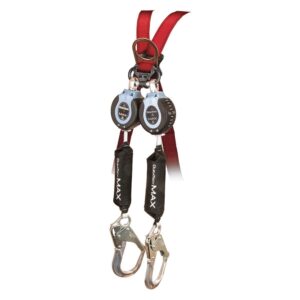 falltech 82709tb5 duratech max twin leg web srd, carabiner connector with clip & aluminum rebar hooks 9', compact, blue