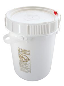 bucket kit, one pre-threaded white 5-gallon bucket with a ratcheting screw-on lid (not gamma).