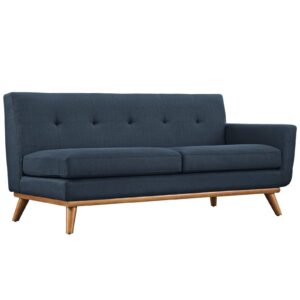 modway engage mid-century modern upholstered fabric right-arm loveseat in azure