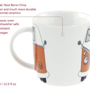 BRISA VW Collection - Volkswagen Large Ceramic Coffee-Tea-Cappuccino Mug Cup in T1 Bus Design (370 ml/12.5 fl oz/Bus Front) (Orange)