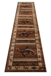 western area rug design 370 lodge brown (2 feet 4 inch x 10 feet 9 inch) runner