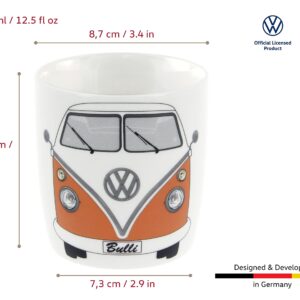 BRISA VW Collection - Volkswagen Large Ceramic Coffee-Tea-Cappuccino Mug Cup in T1 Bus Design (370 ml/12.5 fl oz/Bus Front) (Orange)