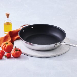 Le Creuset Tri-Ply Stainless Steel Nonstick 12.5" Deep Fry Pan with Helper Handle