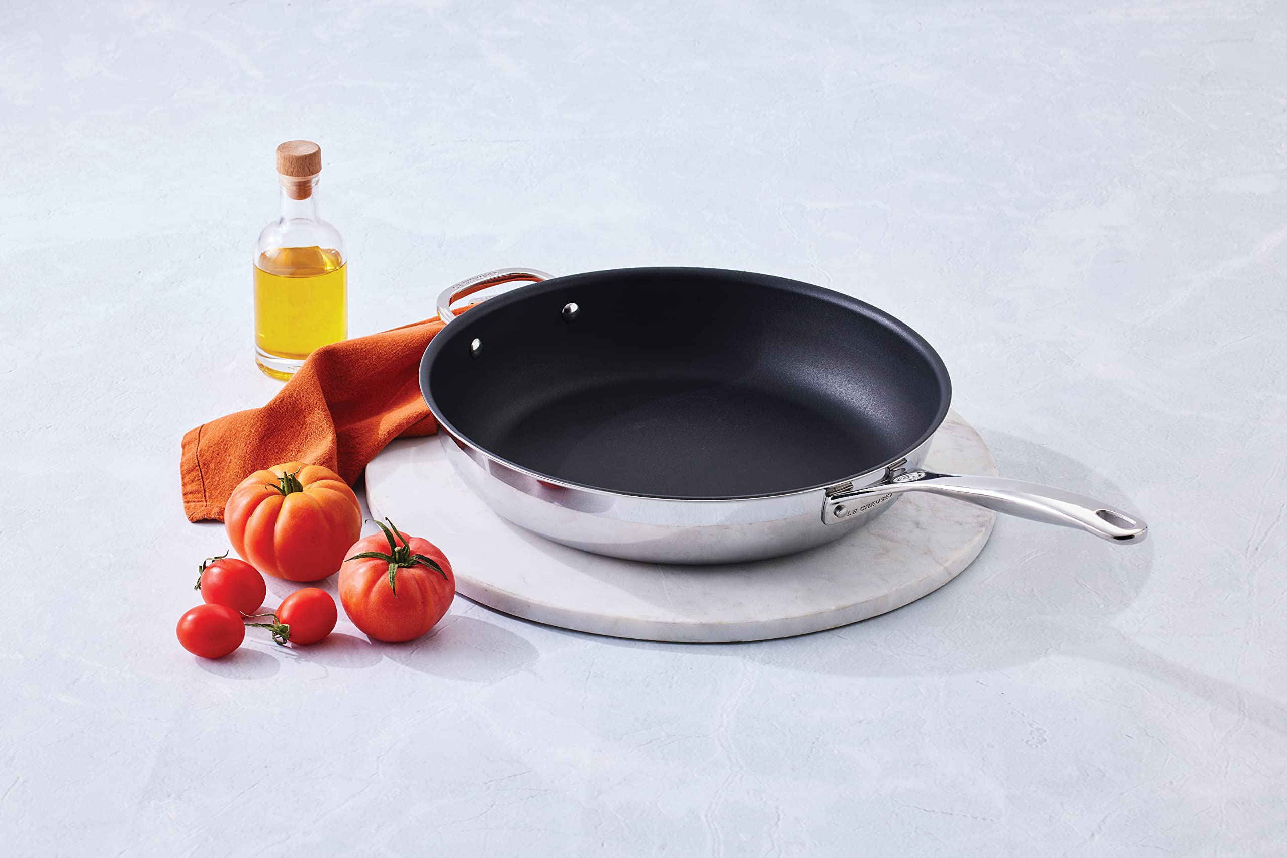 Le Creuset Tri-Ply Stainless Steel Nonstick 12.5" Deep Fry Pan with Helper Handle