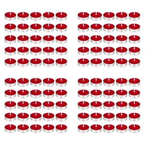 mega candles 100 pcs unscented red tea lights candle, pressed wax candles 3.5 hour burn time, for home décor, wedding receptions, baby showers, birthdays, celebrations, party favors & more