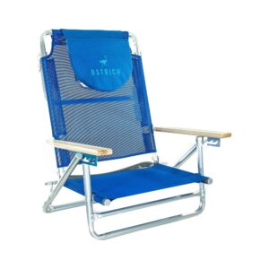 ostrich south beach sand chair, beach reclining lawn chair w/carry strap, outdoor furniture for pool, camping, or backyard, blue