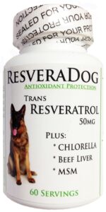 curease resveradog: dog 99% tran resveratrol powder with argintine beef liver, msm & chlorella