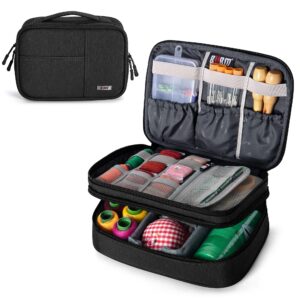 bubm double layer sewing organizer with detachable dividers, sewing supplies organizer for sewing kits (bag only), black