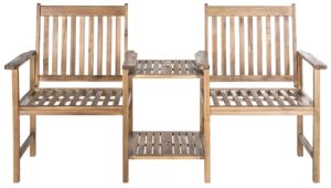 safavieh outdoor collection brea teak brown seat bench