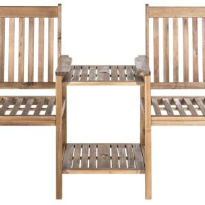 SAFAVIEH Outdoor Collection Brea Teak Brown Seat Bench