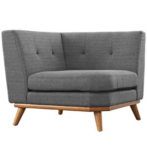 modway engage corner sofa in mid-century modern upholstered fabric gray