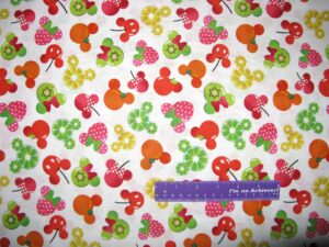 43" wide disney mickey minnie fruits cotton fabric by the half yard