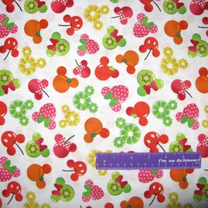 43" Wide Disney Mickey Minnie Fruits Cotton Fabric by The Half Yard