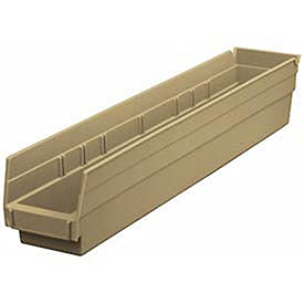 plastic shelf bin nestable 4-1/8"w x 23-5/8" d x 4" h beige - lot of 12