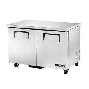 true mfg. tuc-48f-hc freezer, 48" undercounter, rear mount 1/2 hp, (2) solid swing doors | stainless