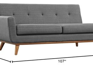 Modway L Shaped Sectional Sofa Engage Mid-Century Modern Upholstered Fabric Gray