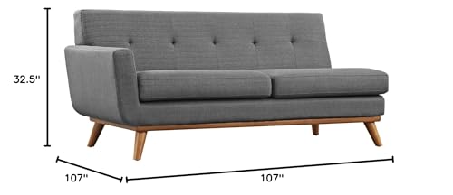 Modway L Shaped Sectional Sofa Engage Mid-Century Modern Upholstered Fabric Gray