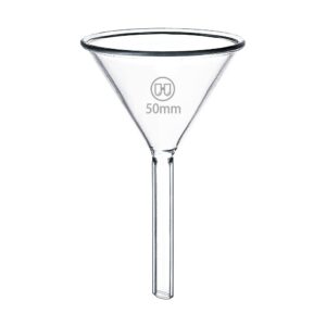 50mm short stem glass funnel 3.3 borosilicate glass funnel for science labs and home kitchen use, huaou, pack of 1