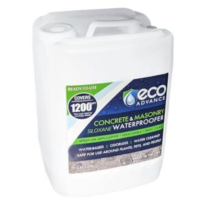 eco advance concrete/masonry siloxane odorless spray-on application waterproofer, safe for use around plants, pets, and people, 5 gallon