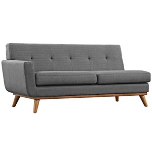 Modway L Shaped Sectional Sofa Engage Mid-Century Modern Upholstered Fabric Gray