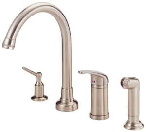 gerber plumbing melrose single handle kitchen faucet with side spray and soap dispenser