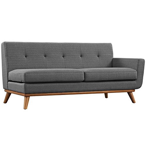 Modway L Shaped Sectional Sofa Engage Mid-Century Modern Upholstered Fabric Gray