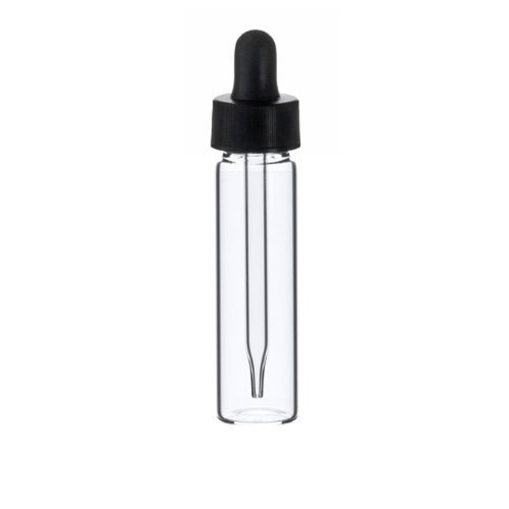 Secret for Longevity 6-Pack of 3 inches / 2 Dram / 1/4 oz / .25 oz Clear Glass Dropper Screw Cap Vial Containers 7.5mL