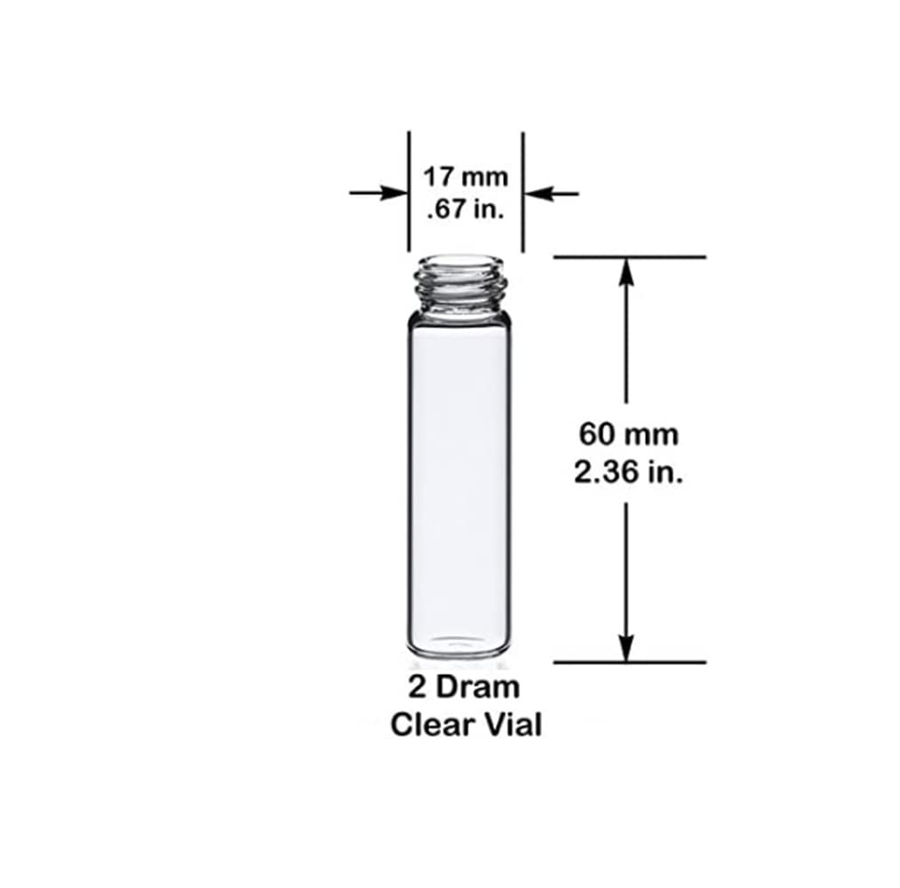 Secret for Longevity 6-Pack of 3 inches / 2 Dram / 1/4 oz / .25 oz Clear Glass Dropper Screw Cap Vial Containers 7.5mL